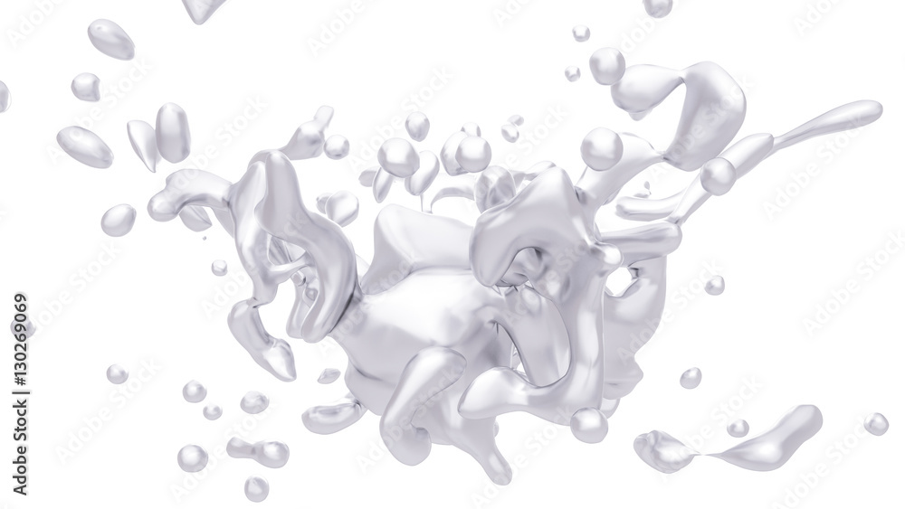 Isolated splash of molten metal on a white background. 3d illust Stock ...