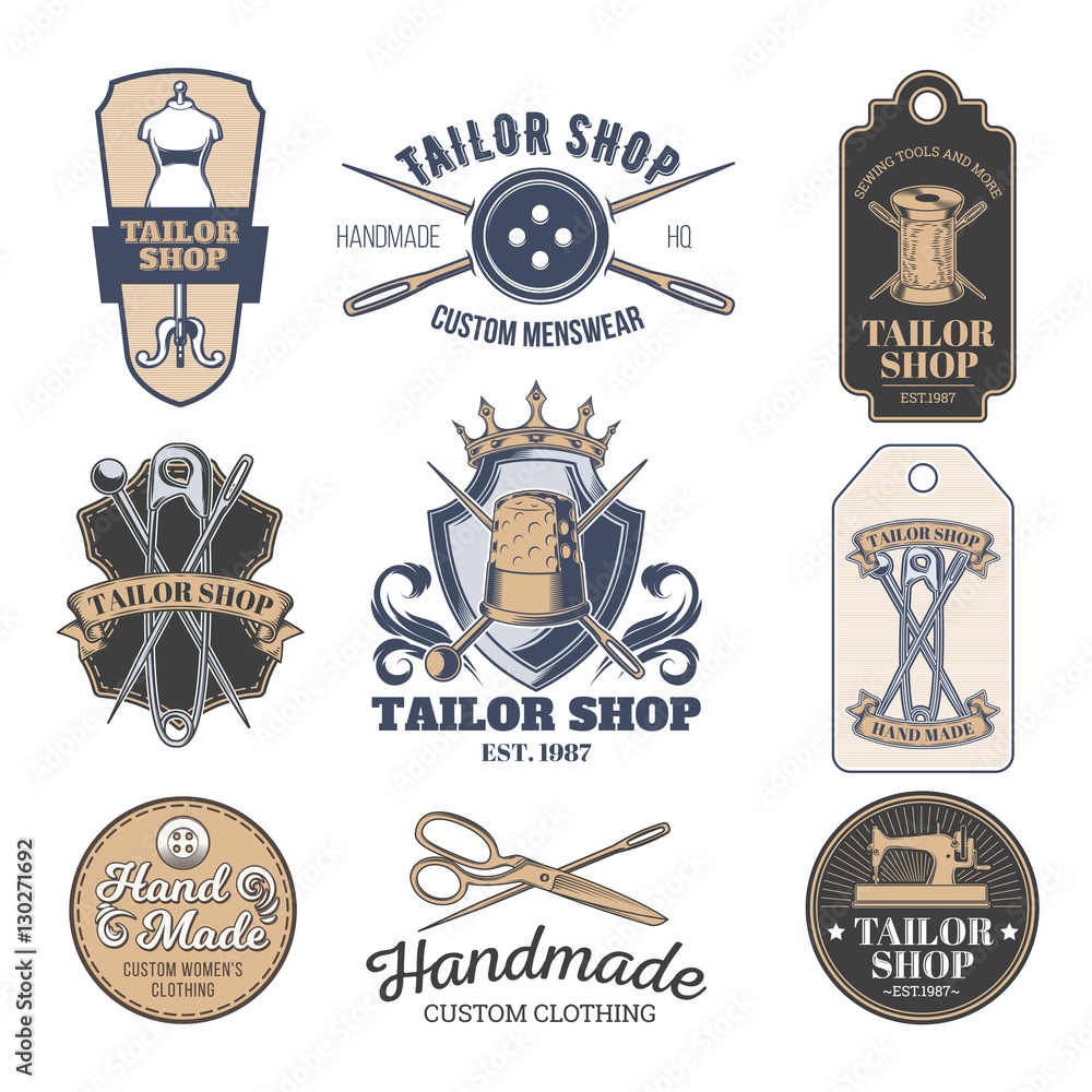 Set of vector tailor emblem, signage Stock Vector | Adobe Stock