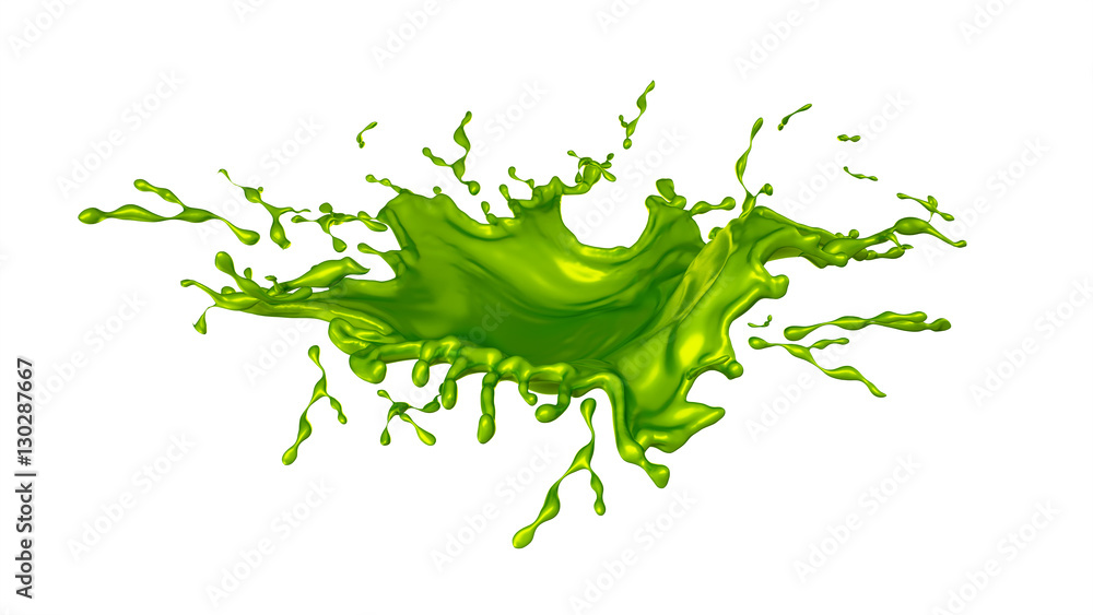 Isolated green paint splash on a white background, 3d illustrati Stock ...