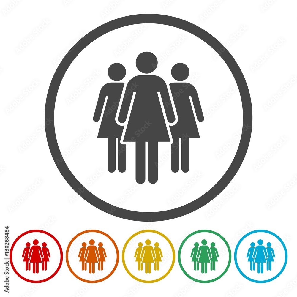 Group of three women icon Stock Vector | Adobe Stock