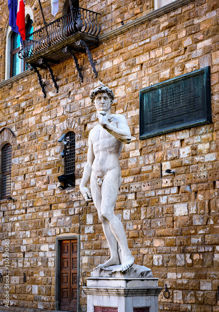 Replica of David statue of Michelangelo in Florence. Italy Stock Photo ...