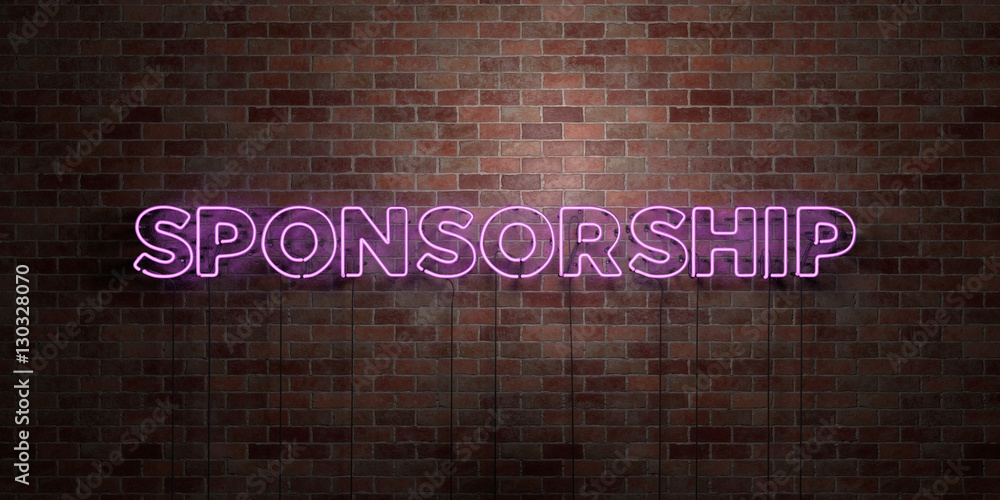 SPONSORSHIP - fluorescent Neon tube Sign on brickwork - Front view - 3D ...