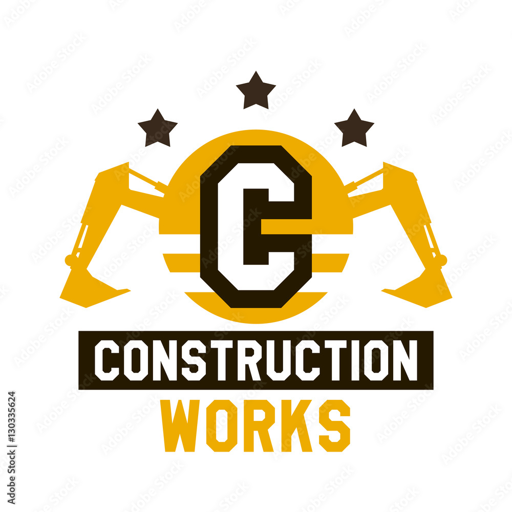 Logo of construction work. The letter in the middle of the circle ...