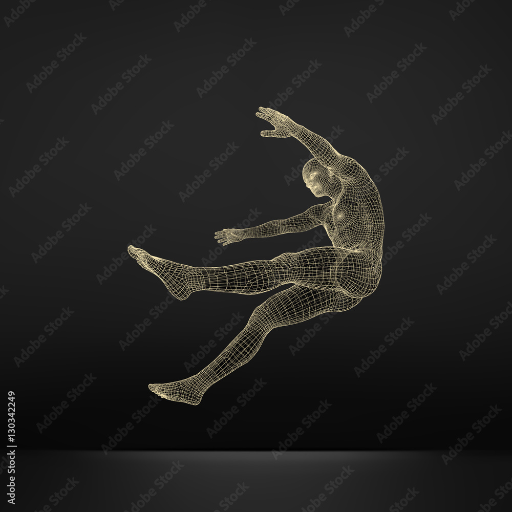 3d Man Slipping and Falling. Silhouette of a Man Fallen Down. Stock ...