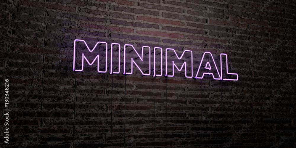 MINIMAL -Realistic Neon Sign on Brick Wall background - 3D rendered ...