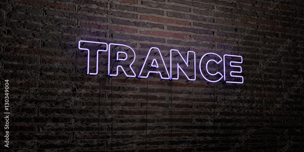 TRANCE -Realistic Neon Sign on Brick Wall background - 3D rendered ...