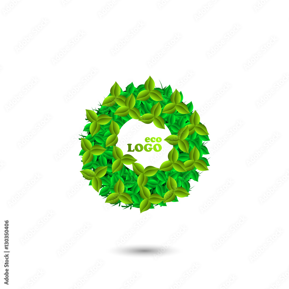 Leaves in the circle. ECO Logo. Vector illustration. White background ...