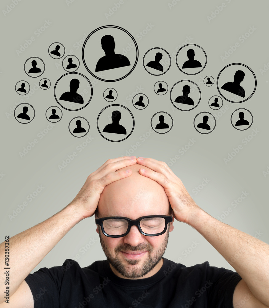 Network connection icon going out of the head of a Young attract Stock ...