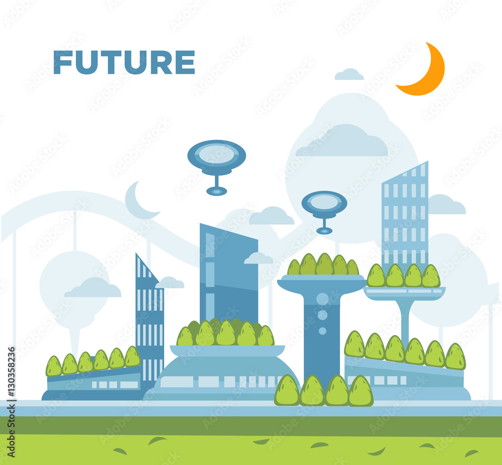 Future city landscape concept. Vector modern cityscape background ...