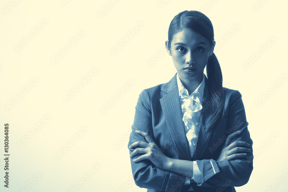 duo tone of young business woman staring to directly in front Stock ...