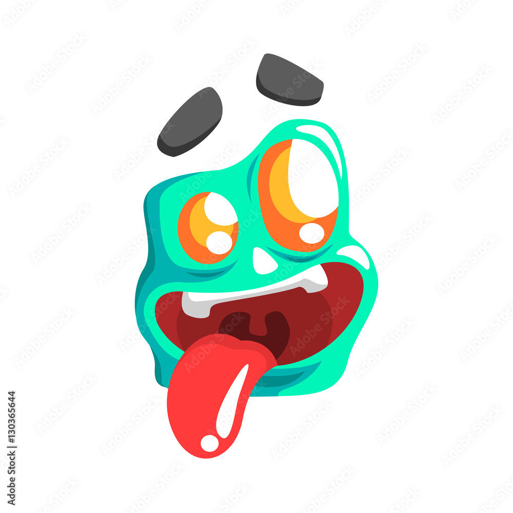 Silly Blue Emoji Cartoon Square Funny Emotional Face Vector Colorful ...