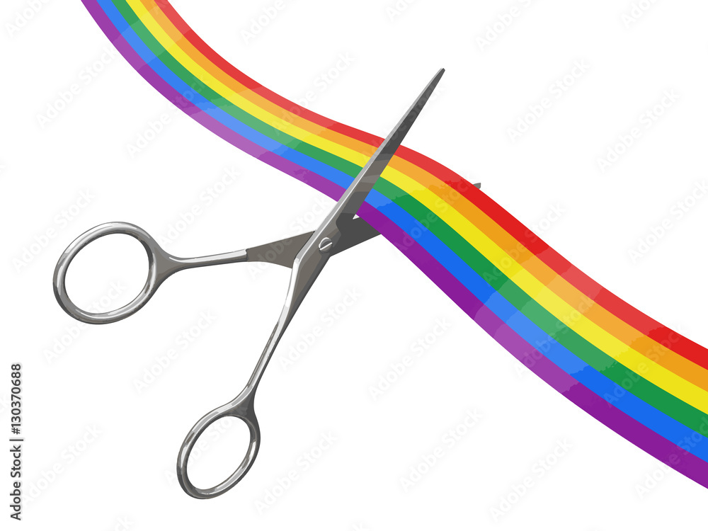 Scissors and color Ribbon. Image with clipping path Stock Vector ...