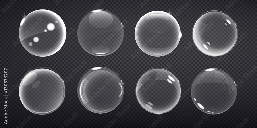 transparent balls. Buble on a transparent background. Vector ...