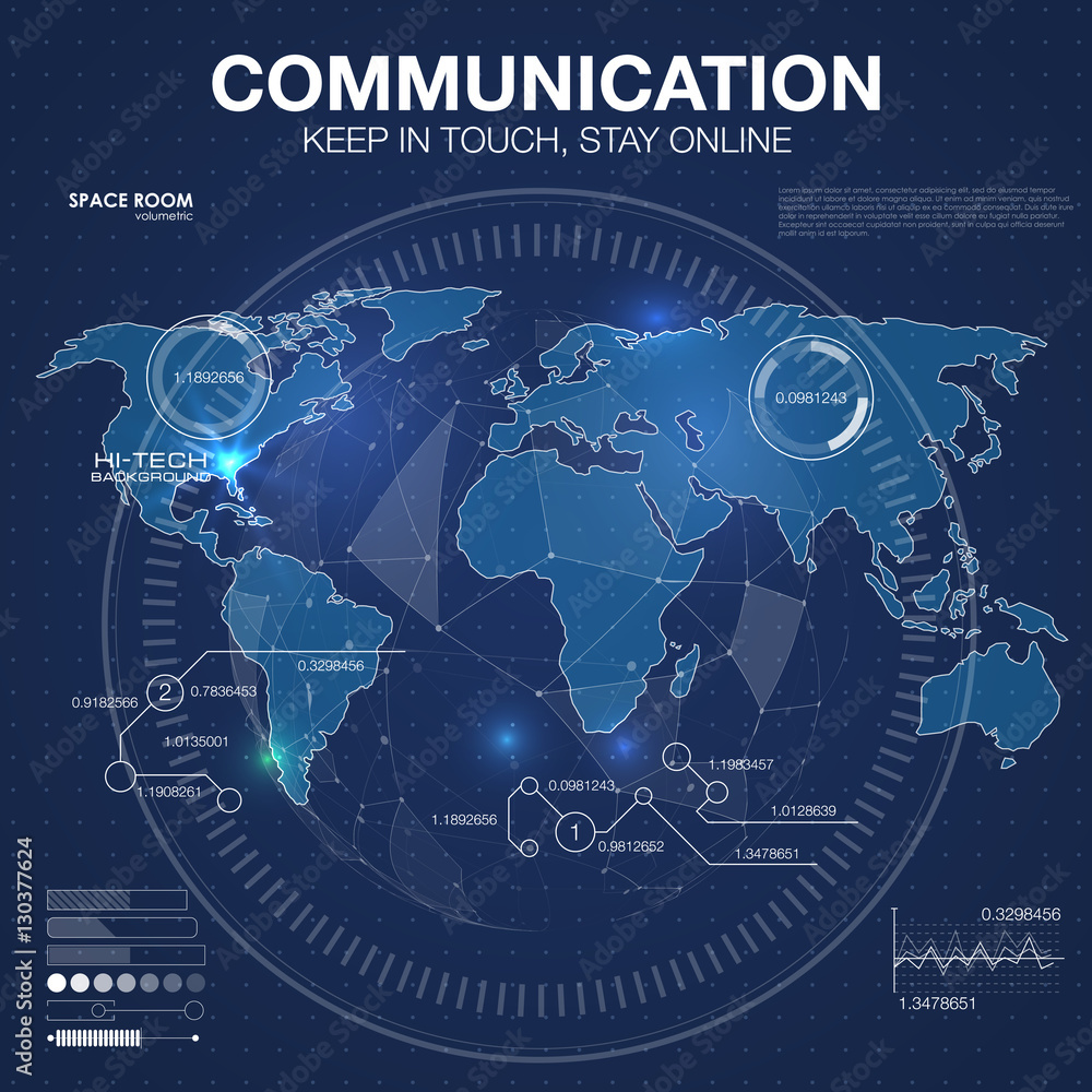Polygonal world map. Global travel geography and connect, continent and ...