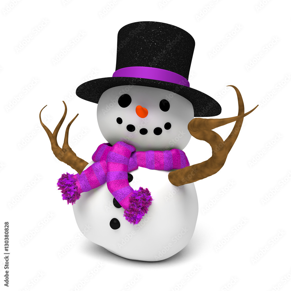 joyful snowman: cute happy snowman with a glittery hat and a purple ...