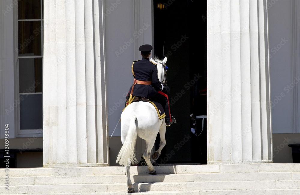Traditionally the Colonel's horse rides back up the steps and into the ...