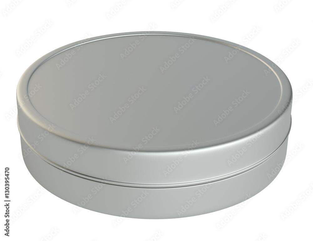 Metal round box on white background Stock Illustration | Adobe Stock