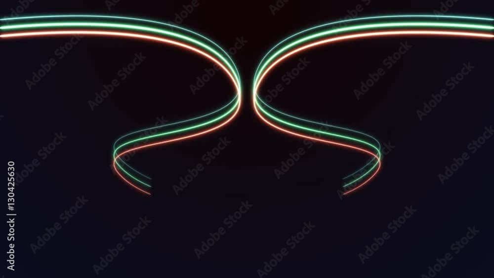 Abstract neon lines background. Shiny neon light trails moving random ...