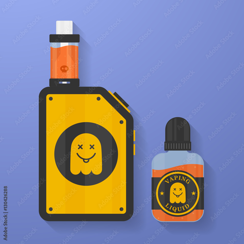 Icon of Vape device with ghost silhouette. Electronic cigarette with e ...