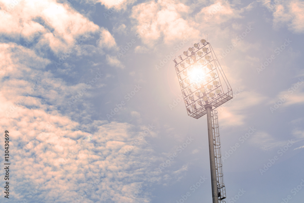 Stadium lights turn off at day time, Football stadium lights.. Stock ...