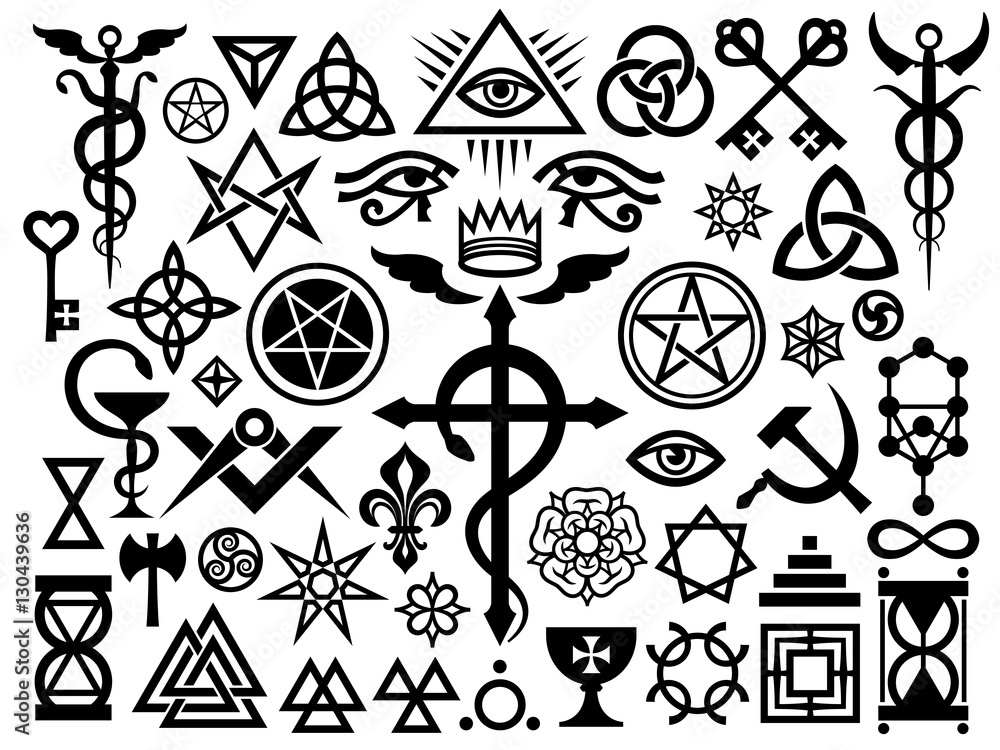 Medieval Occult Signs And Magic Stamps, Sigils, Locks, Knots. Mystic ...