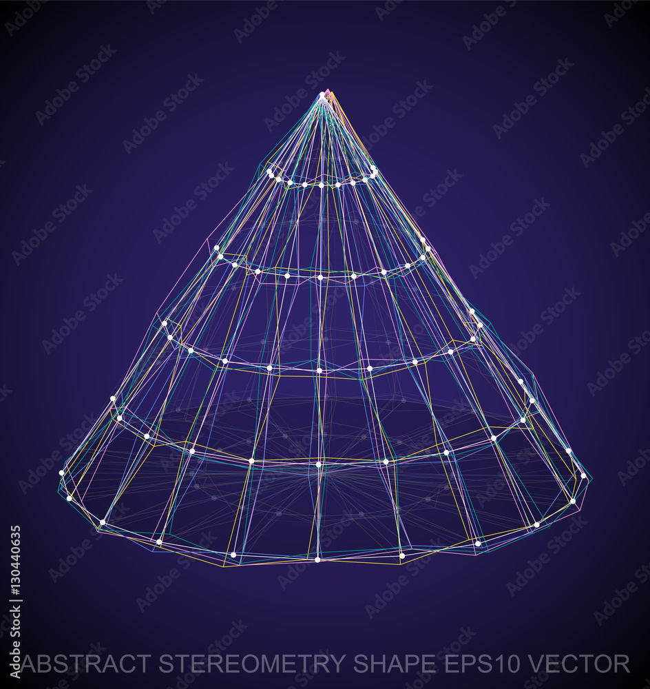Vecteur Stock Abstract geometry shape: Multicolor sketched Cone. Hand ...