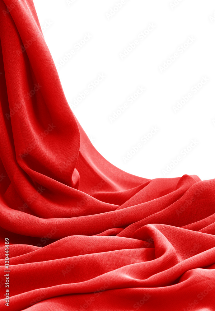 flowing drape soft red fabric, isolated on white Stock Photo | Adobe Stock