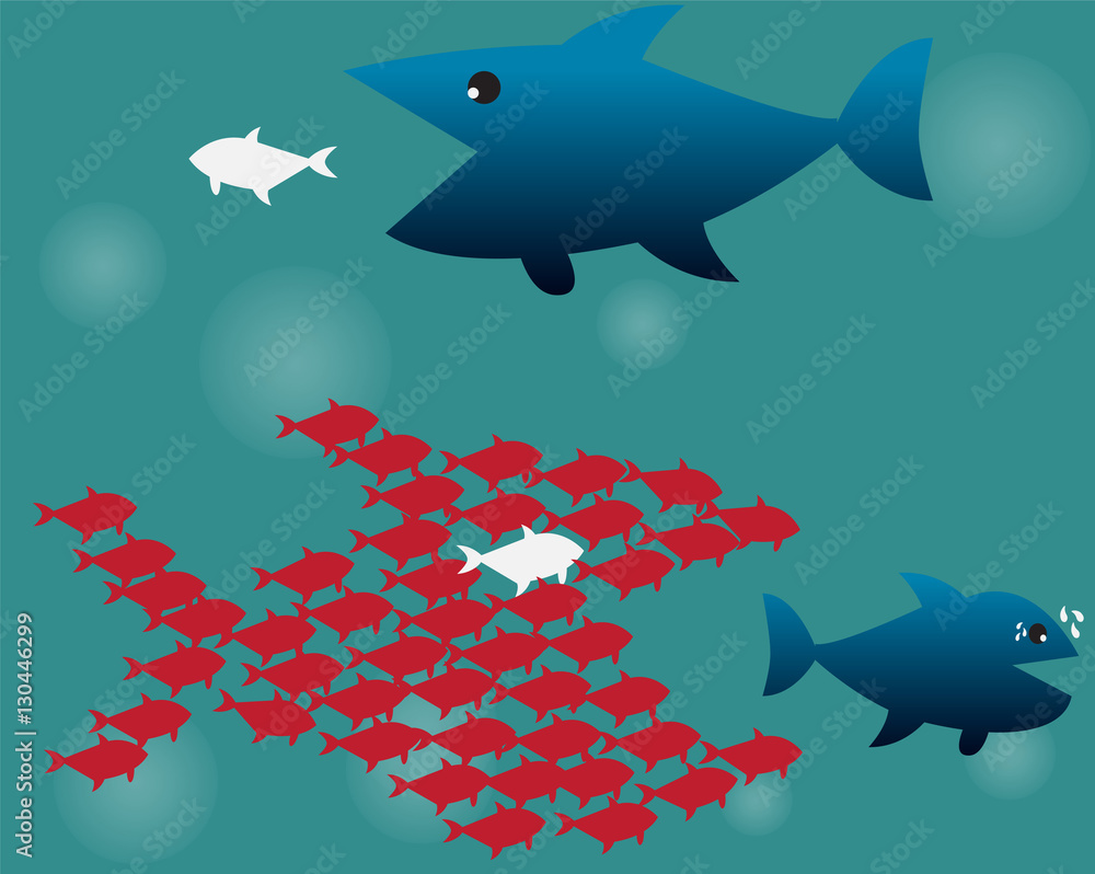 Teamwork Concept,Big Fish chasing Small fish and Fish group chas Stock ...
