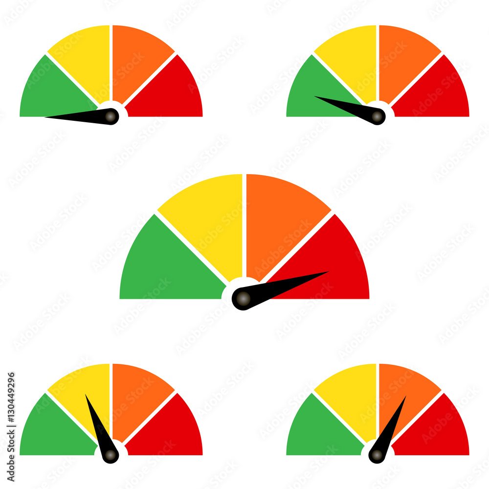 Set of measuring icons easy normal hard on white background Stock ...