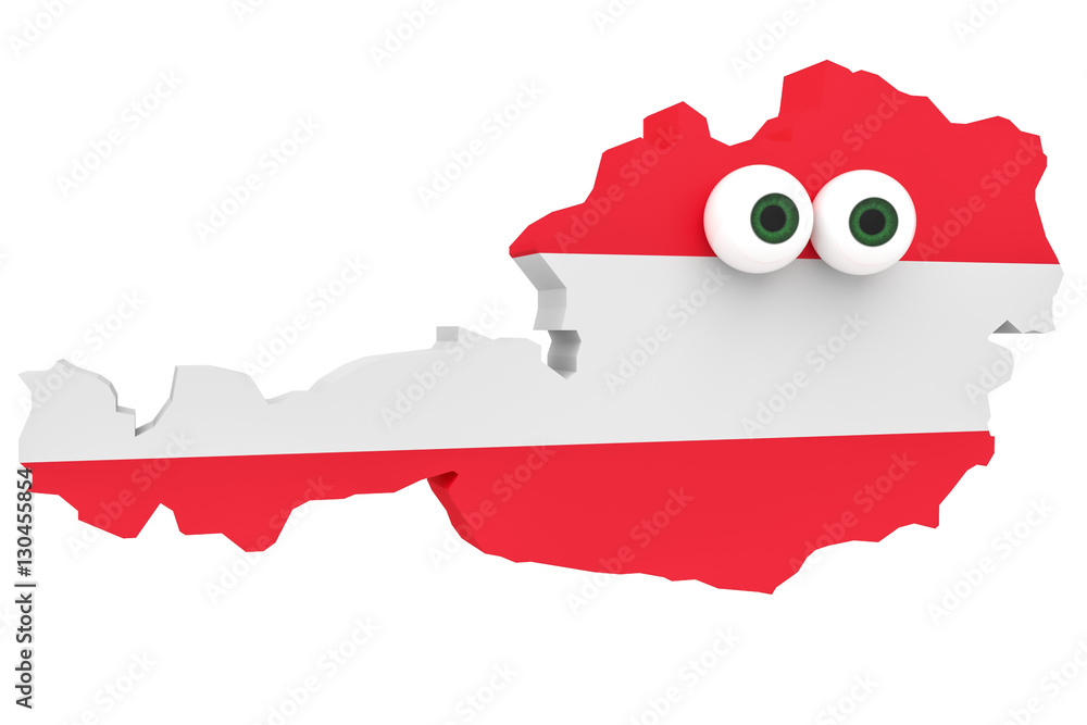 Cartoon Austrian Flag Map Austria With Big Eyes Isolated On White ...
