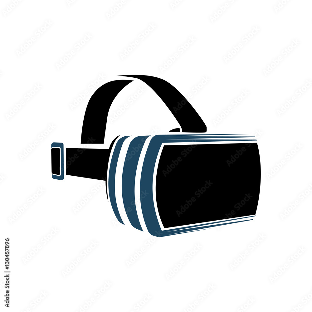 Isolated vr headset logotype on white background. Black color virtual ...