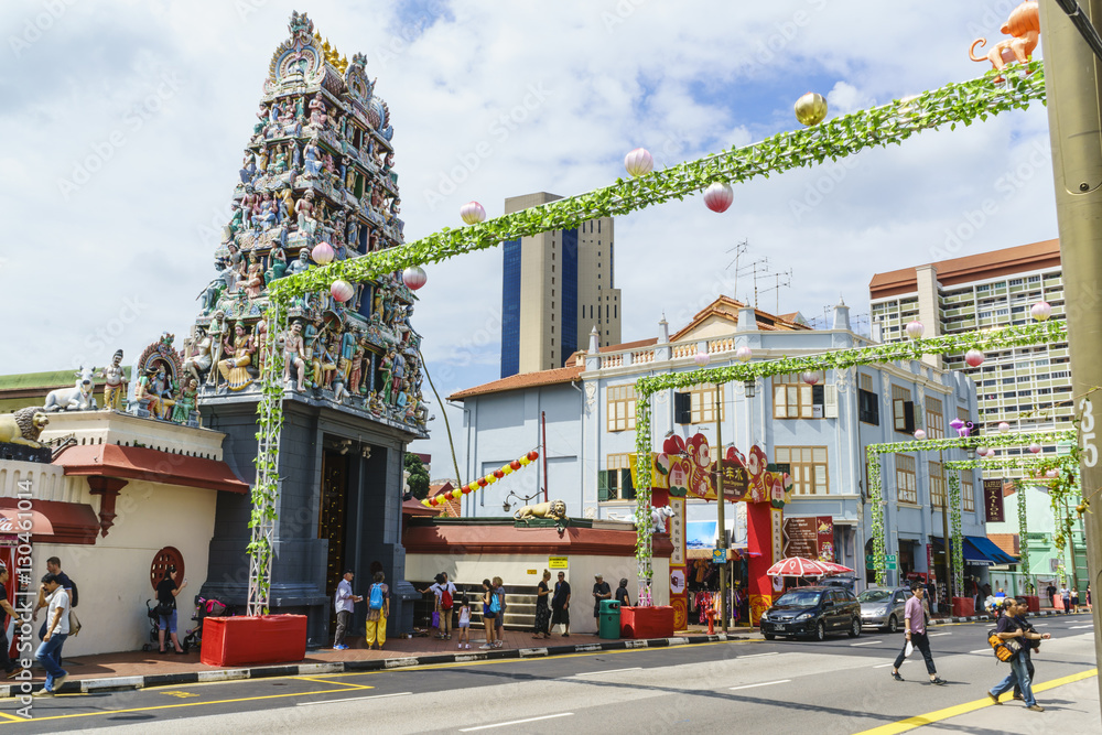 Sri Mariamman temple and Masjid Jamae (Chulia) mosque in South Bridge ...