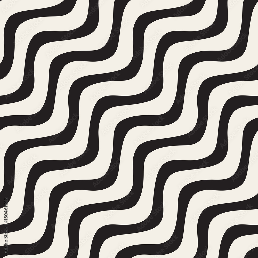 Wavy Ripple Lines. Vector Seamless Black and White Pattern. Stock ...