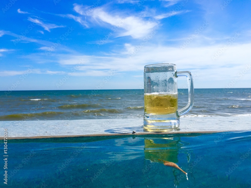 drink beer by the pool Stock Photo | Adobe Stock