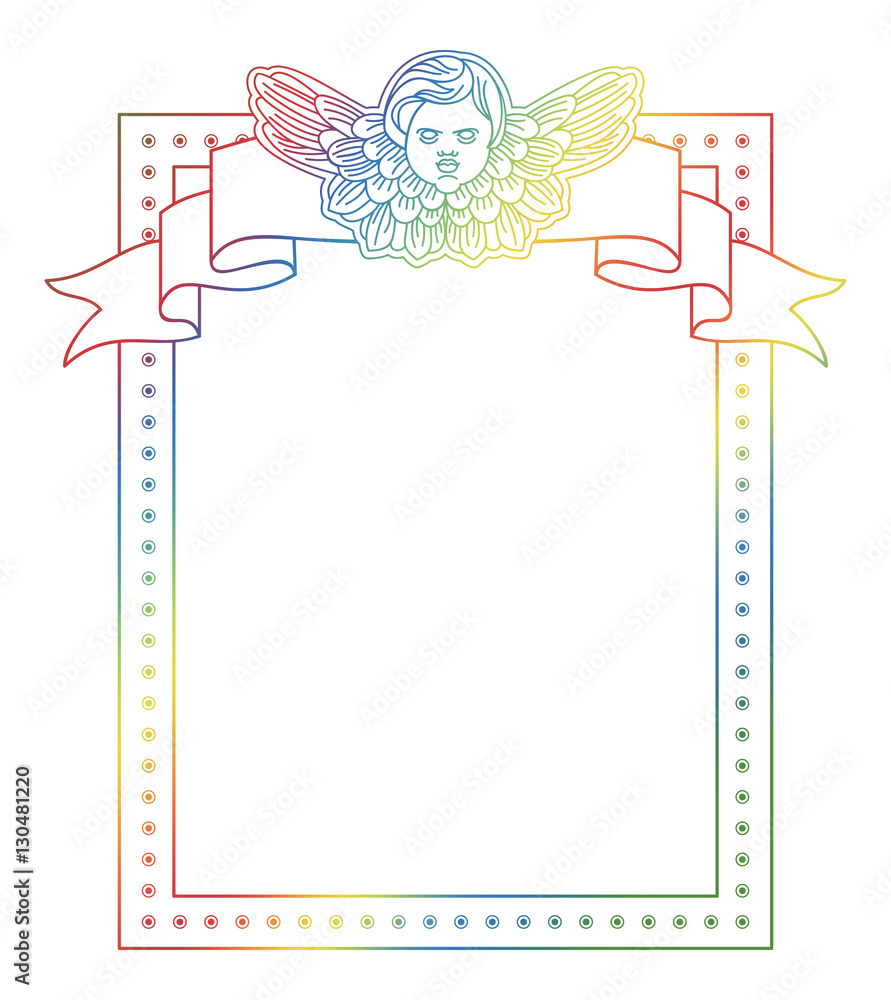 Gradient frame with angel in vintage style. Custom element for design ...
