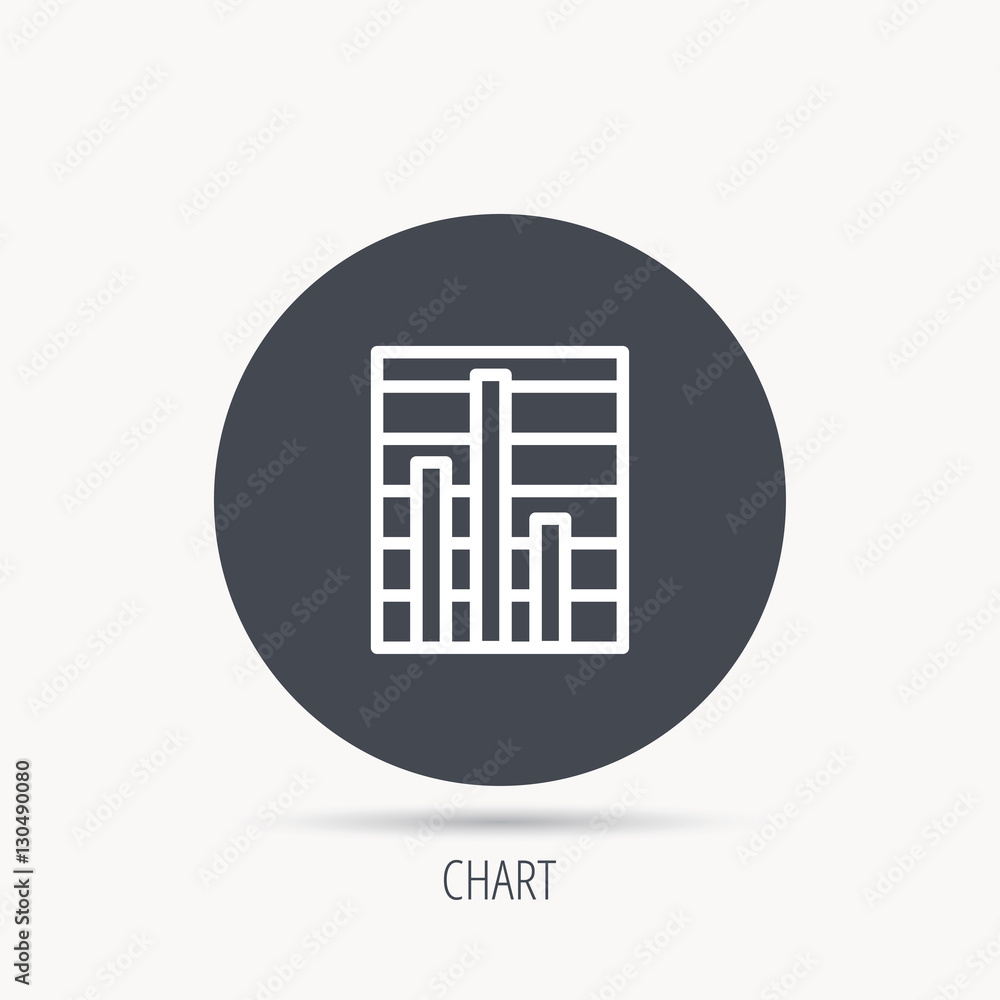 Chart icon. Graph diagram sign. Demand reduction symbol. Round web ...