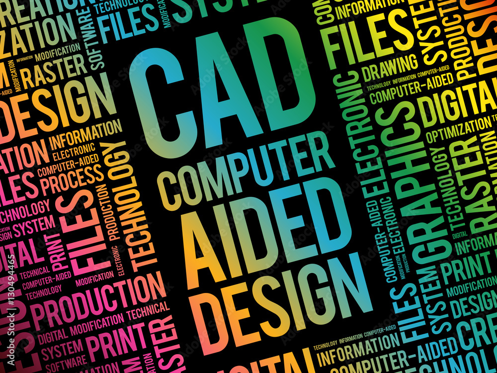 CAD - Computer Aided Design word cloud, business concept background ...