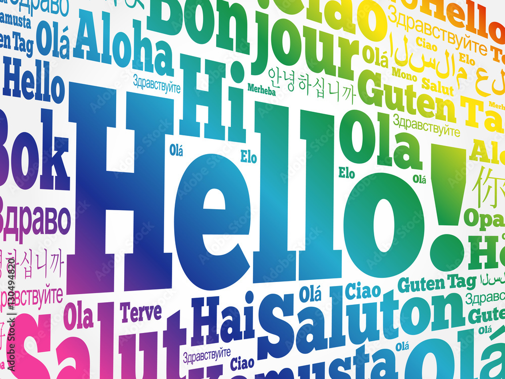 Hello word cloud in different languages of the world, background ...
