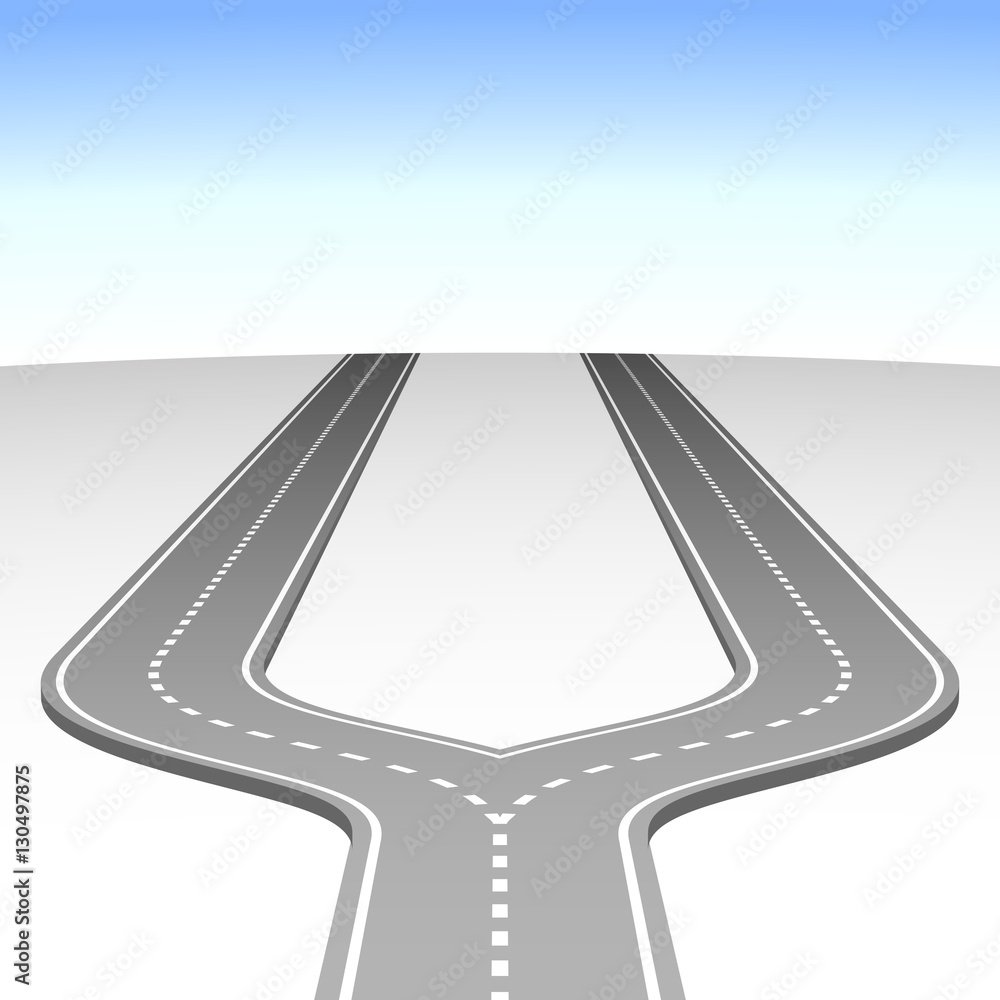 Abstract simple road fork vector background. Stock Vector | Adobe Stock