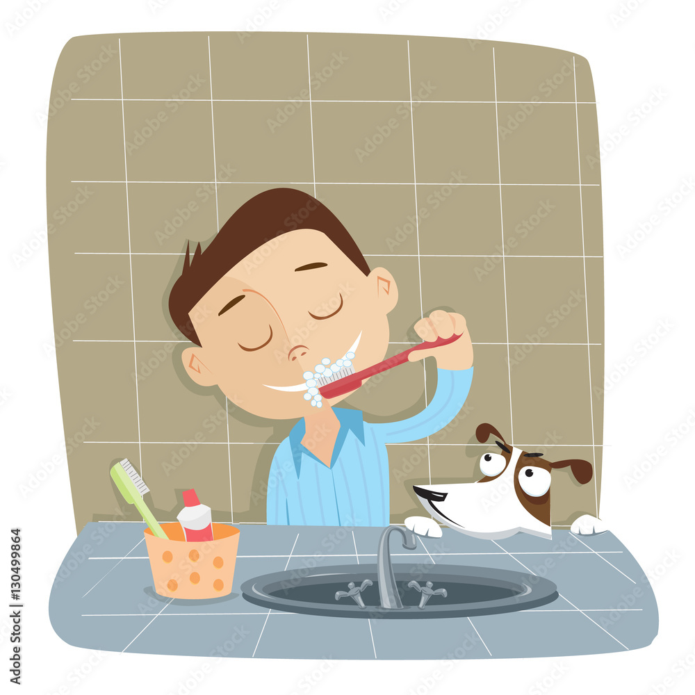 Morning Brushing Stock Vector | Adobe Stock