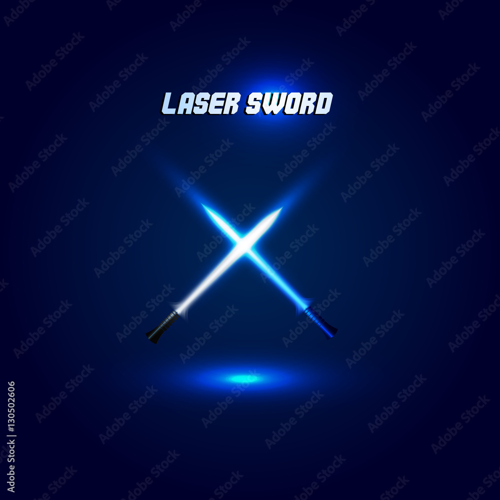 Vecteur Stock Isolated cossed light swords logo. Futuristic movie ...