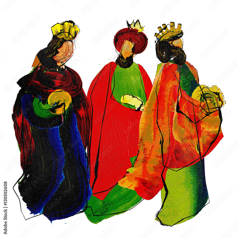 Three kings or three wise men. Christmas nativity abstract artistic ...