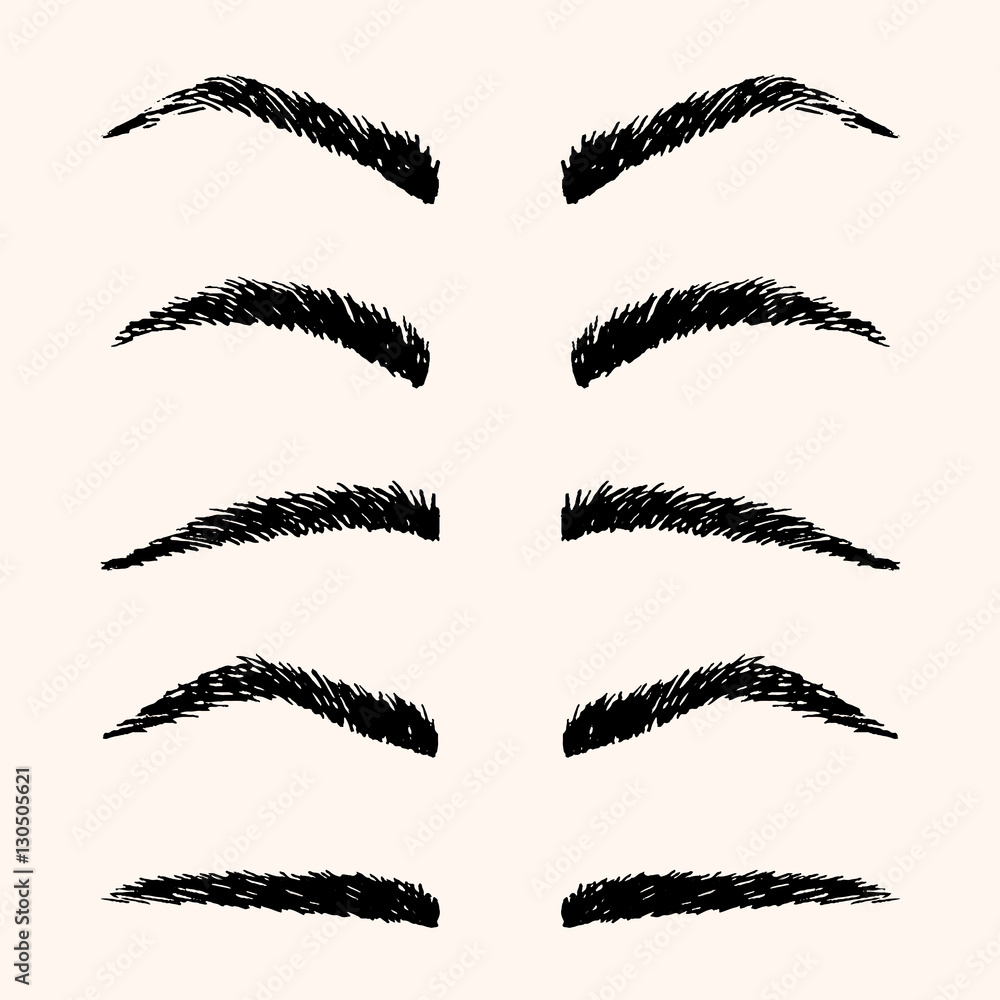 Types of brow vector illustration. Template hand drawing eyebrow Stock ...