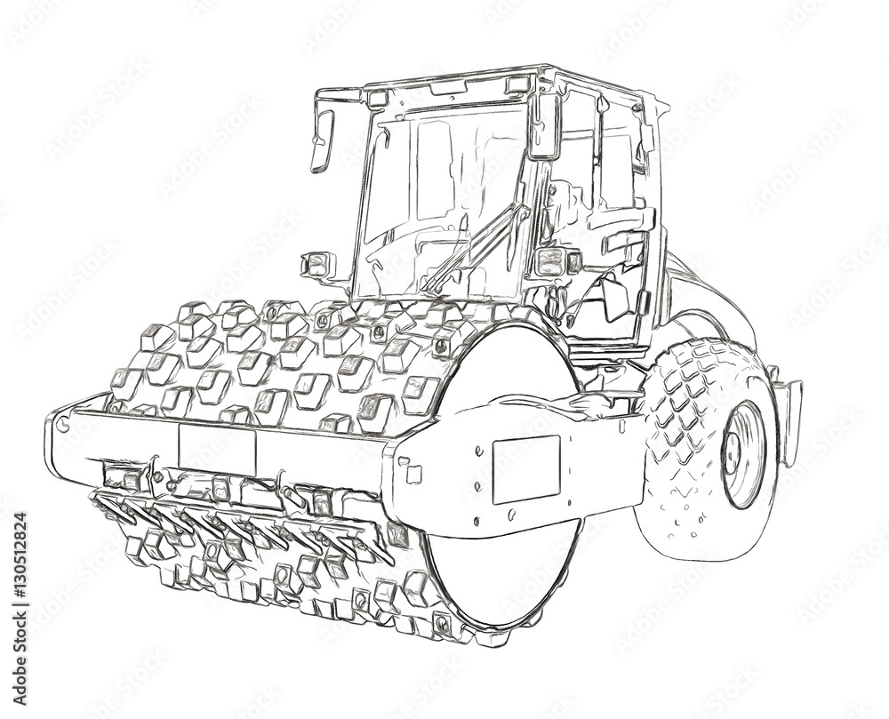 Outlines of the steamroller Stock Illustration | Adobe Stock