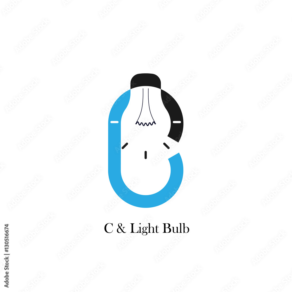 C-letter/alphabet icon and light bulb abstract logo design Stock Vector ...