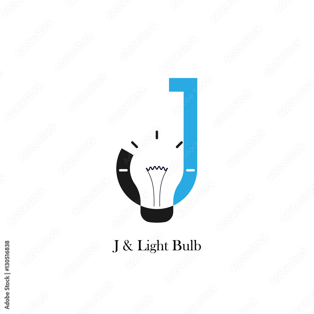 J-letter/alphabet icon and light bulb abstract logo design Stock Vector ...