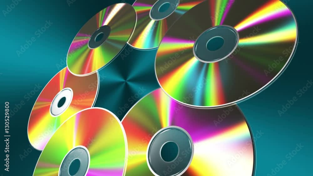 Vidéo Stock Rotating CD-DVD Discs Over Blue Background. 4K. 3840x2160 ...