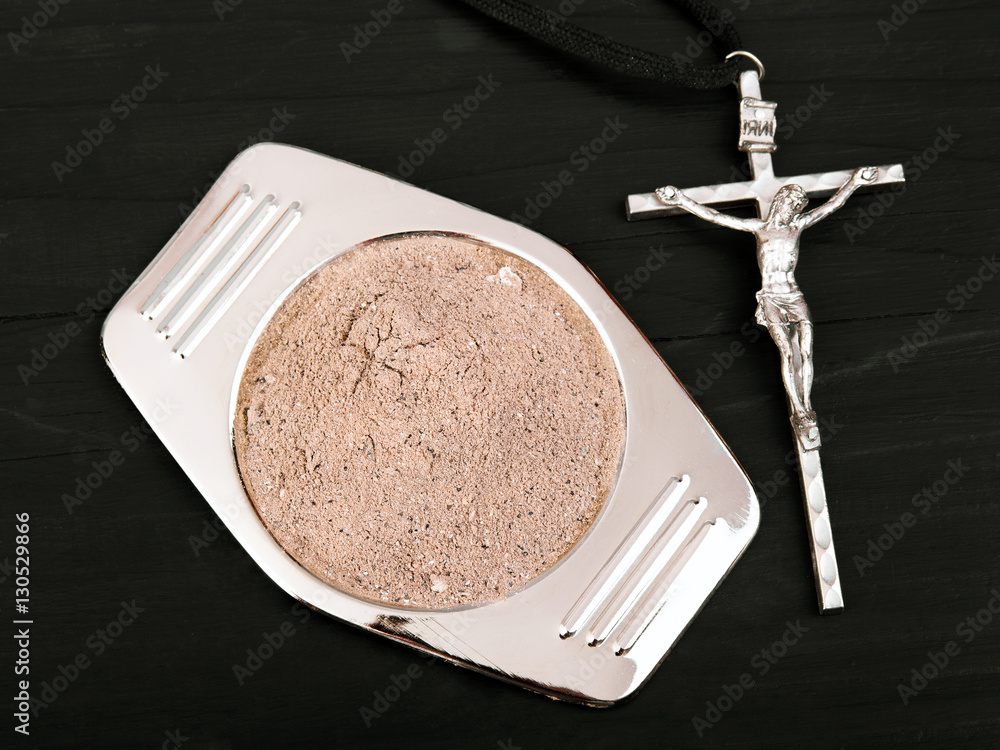 cross and ash - symbols of Ash Wednesday Stock Photo | Adobe Stock