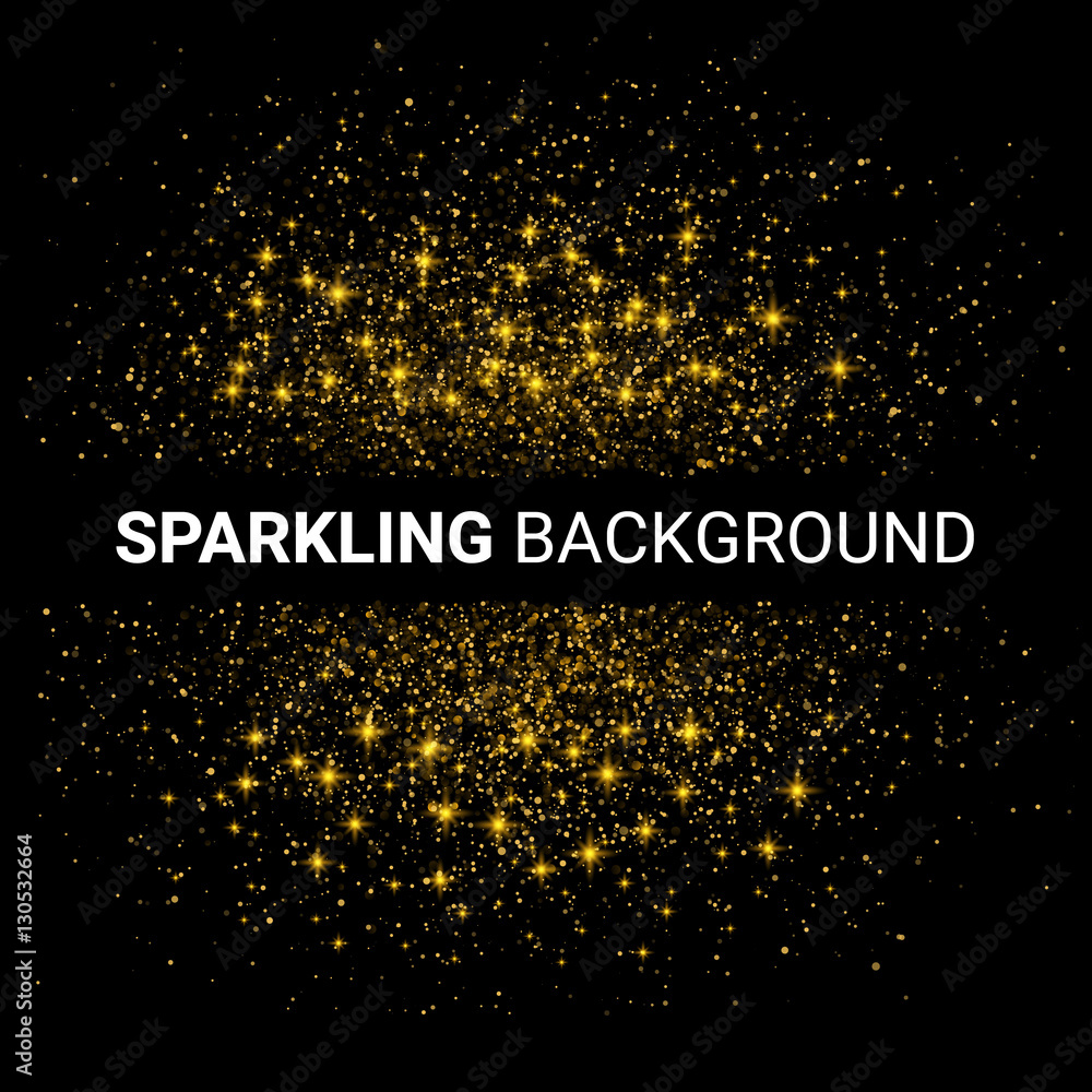 Vector luxury black background with gold sparklers template for your ...