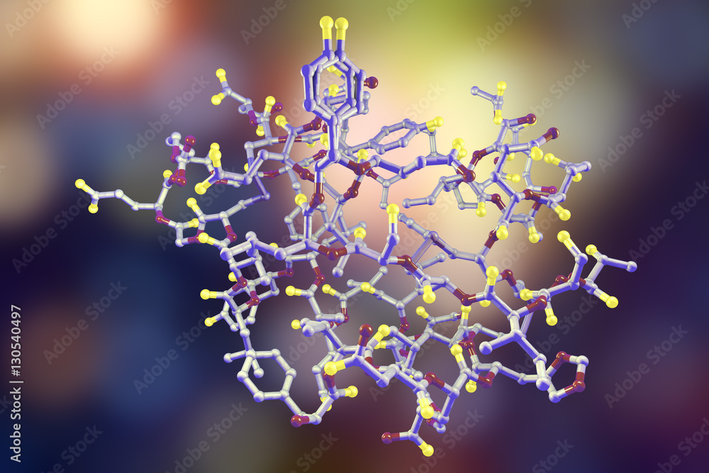 Molecular model of insulin molecule, 3D illustration Stock Illustration ...